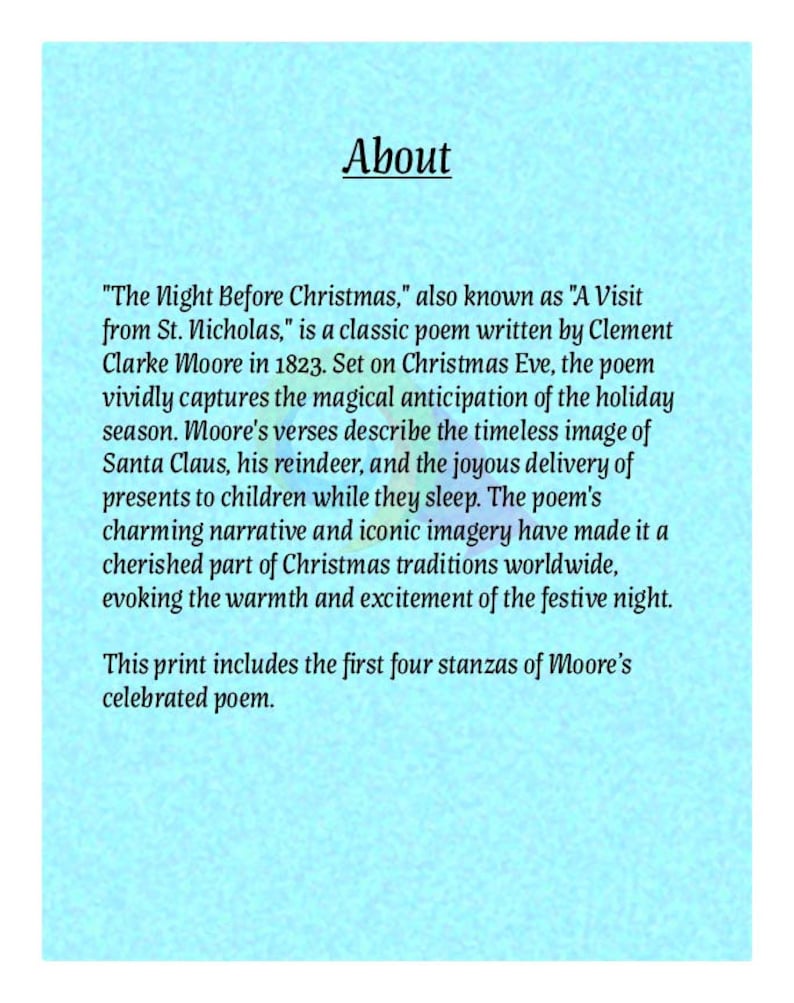 Vintage Christmas Print Twas the Night Before Christmas Poem - Etsy