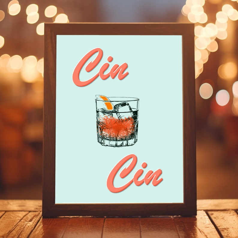 Cin Cin Italian Toast or Chin Chin Bar Sign, Cheers in Another Language ...