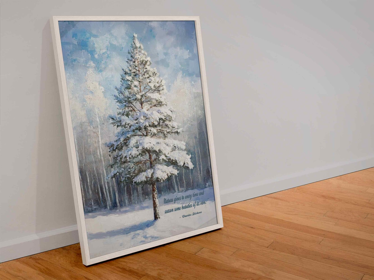 Snowy Pine Tree Print, Winter Forest Scene, Christmas Home Decor ...