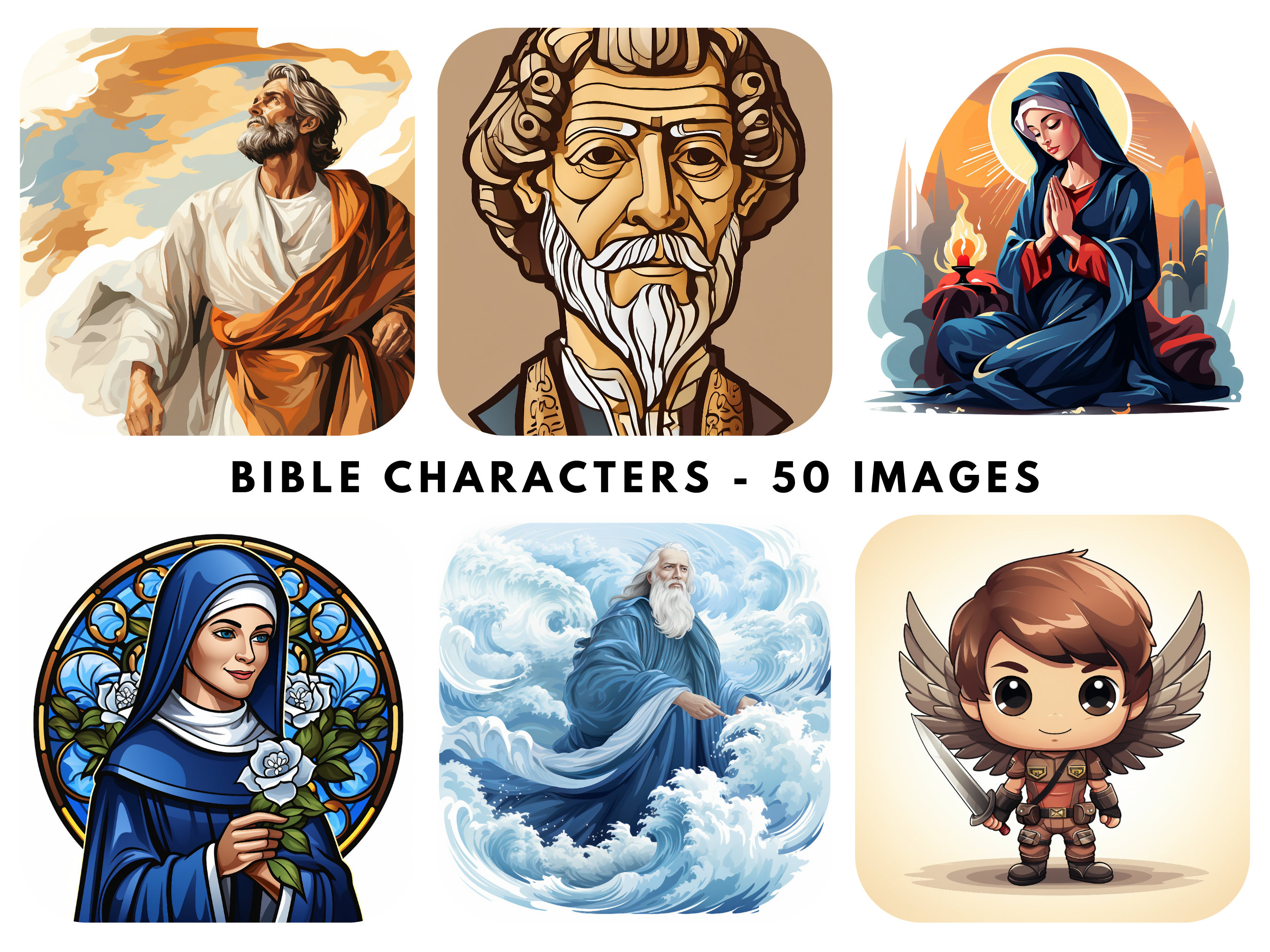 Christian Art Bundle Digital Wallpaper Bible Characters Bible Scenes ...