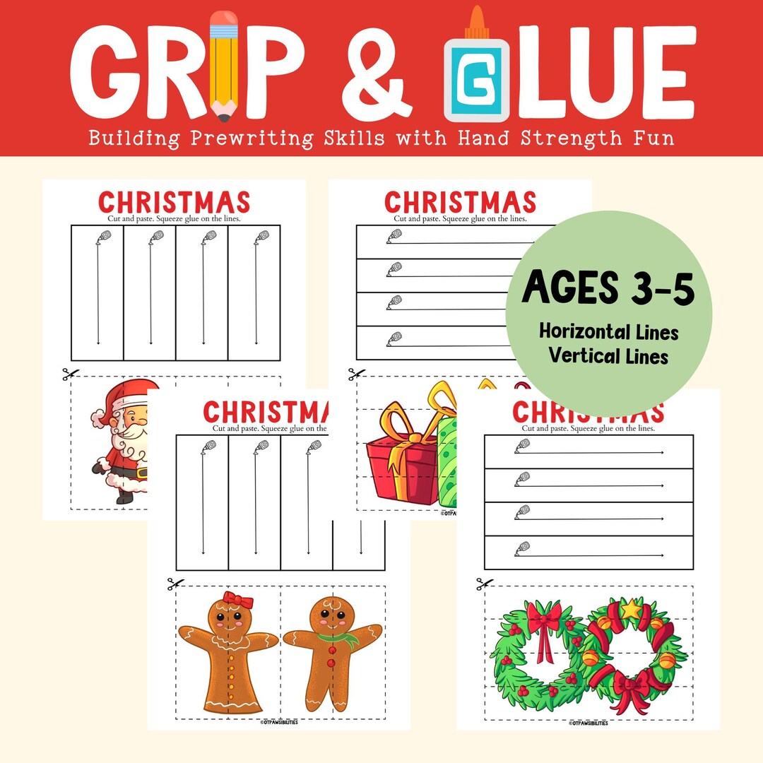 Christmas Cut and Paste Preschool Worksheets Cutting Practice Printable ...