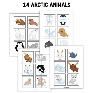 Arctic Animals Matching Game Winter Preschool Activity Animal ...