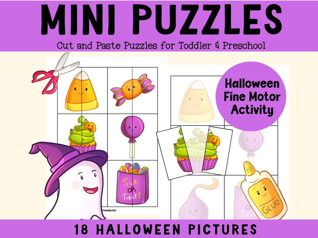 Halloween Cut and Paste Puzzles for Toddler Preschool Activity Fine ...