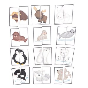 Winter Animals Matching Game Winter Preschool Activity Toddler Matching ...