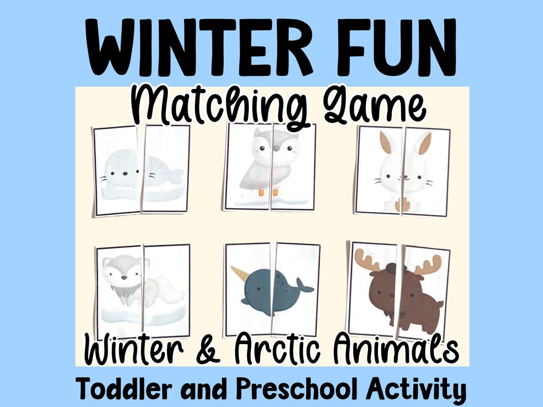Winter Animals Matching Game Winter Preschool Activity Toddler Matching ...