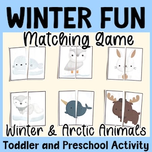 Winter Animals Matching Game Winter Preschool Activity Toddler Matching ...