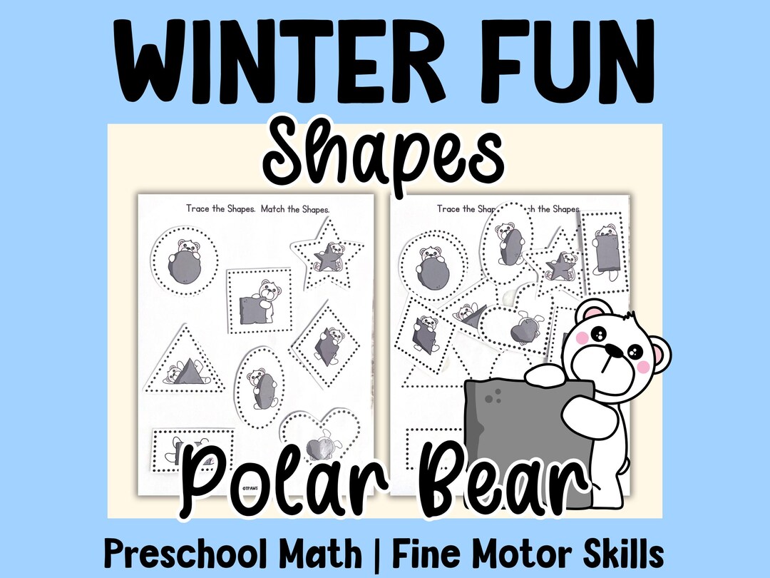 Winter Busy Book Page Preschool Shapes Matching Game Winter Preschool ...