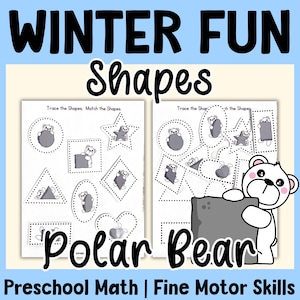 Winter Busy Book Page Preschool Shapes Matching Game Winter Preschool ...