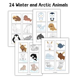 Winter Animals Matching Game Winter Preschool Activity Toddler Matching ...
