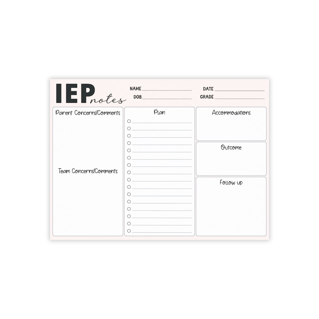 IEP Planner Post-it® Note Pad IEP Sticker Notepad Planner for Teacher ...