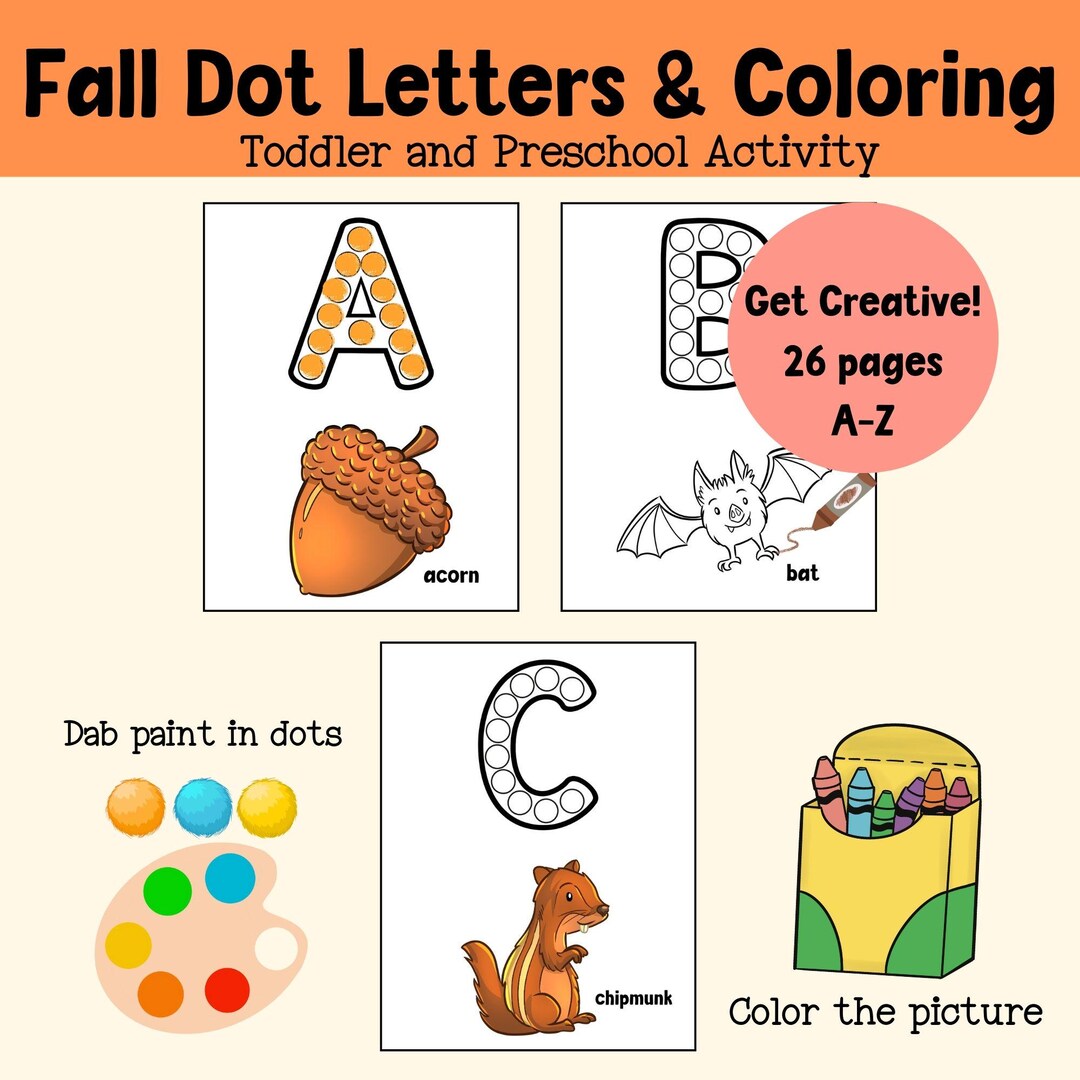Toddler Printable Activities Fall Dot Marker Pages Preschool Activity ...