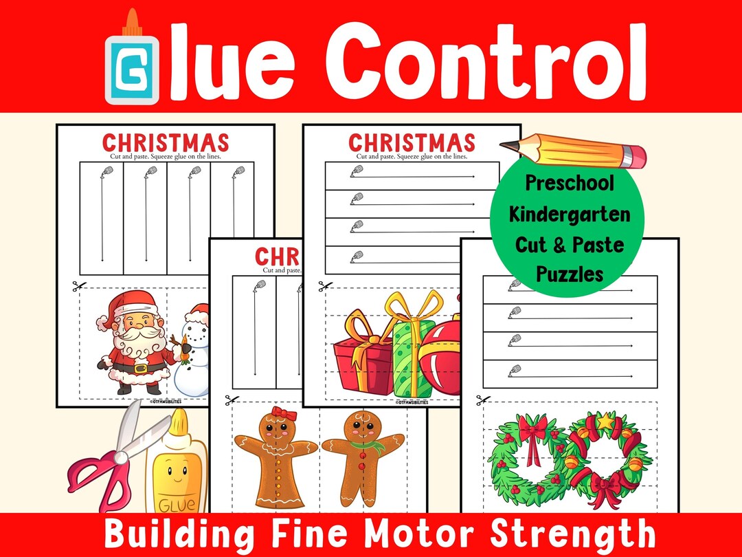 Christmas Preschool Cut and Paste Puzzles Fine Motor Activities ...
