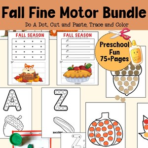 Preschool Worksheets Fall Dot Marker Activity Fine Motor Skills Cutting ...
