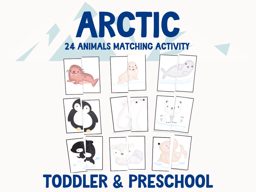 Arctic Animals Matching Game Winter Preschool Activity Animal ...