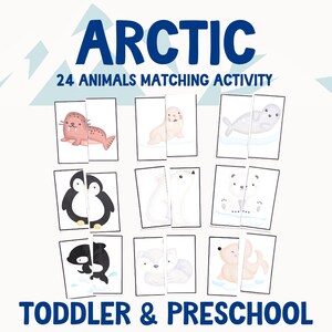 Arctic Animals Matching Game Winter Preschool Activity Animal ...