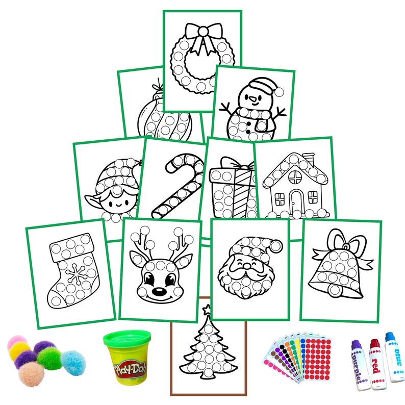 Christmas Toddler Printable Activities Dot Marker Christmas Play Dough ...