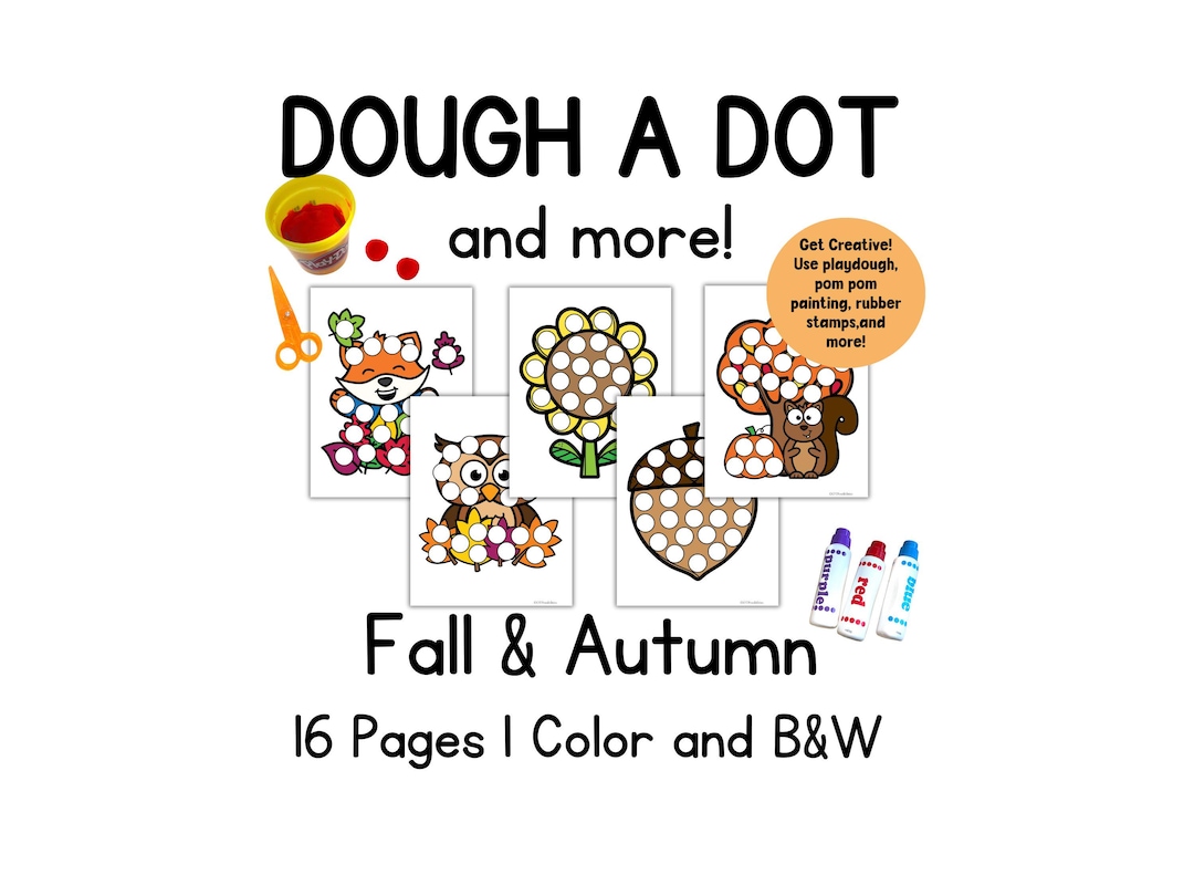 Preschool Fall Dot Marker Printables Autumn Kids Play Dough Mat Fine ...