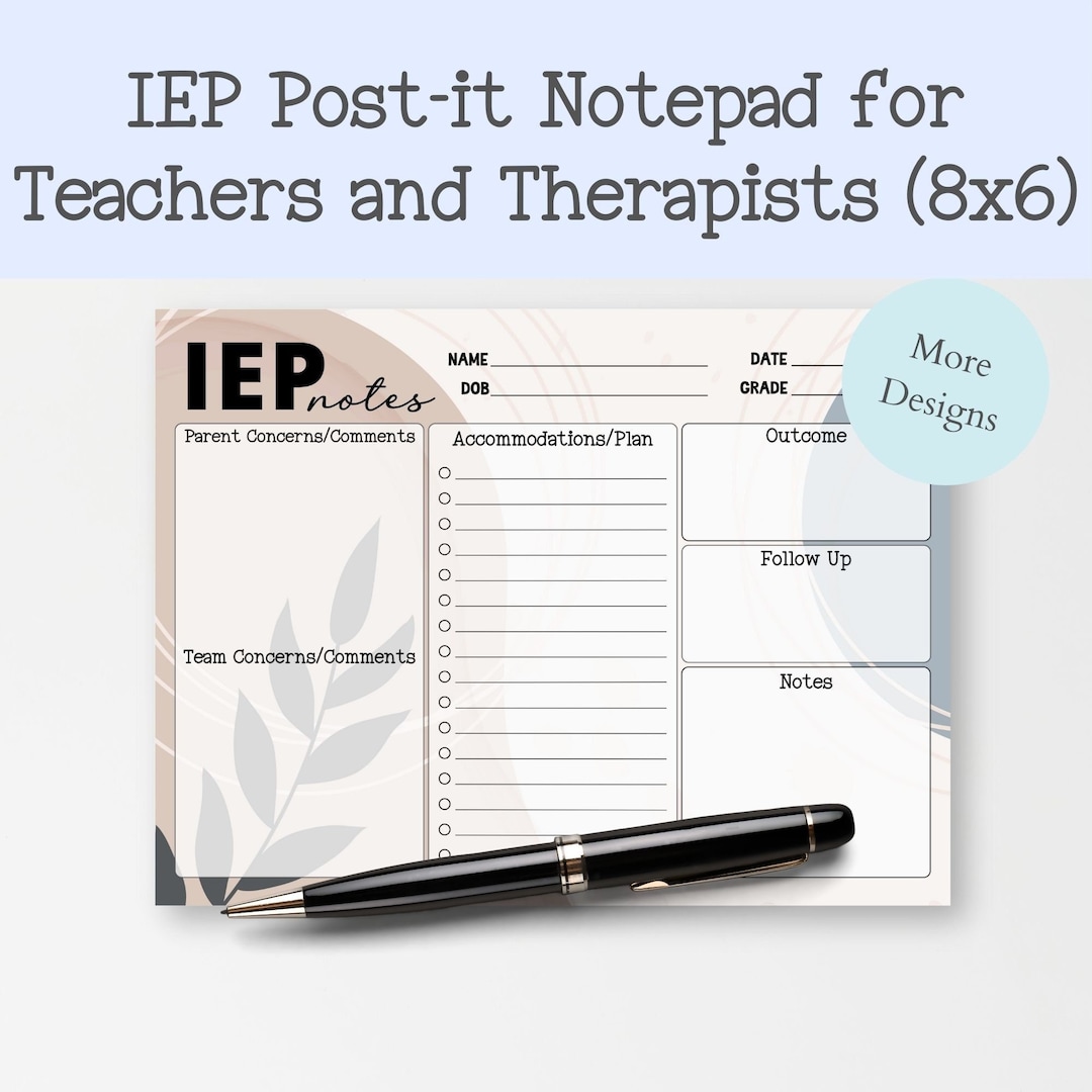 IEP Planner Post-it® Note Pad IEP Teacher Notepad Planner for Teacher ...
