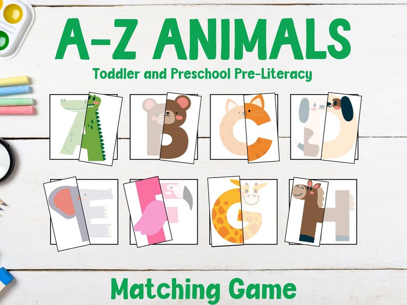 ABC Alphabet Matching Game ABC Animal Letters Matching Activity ...