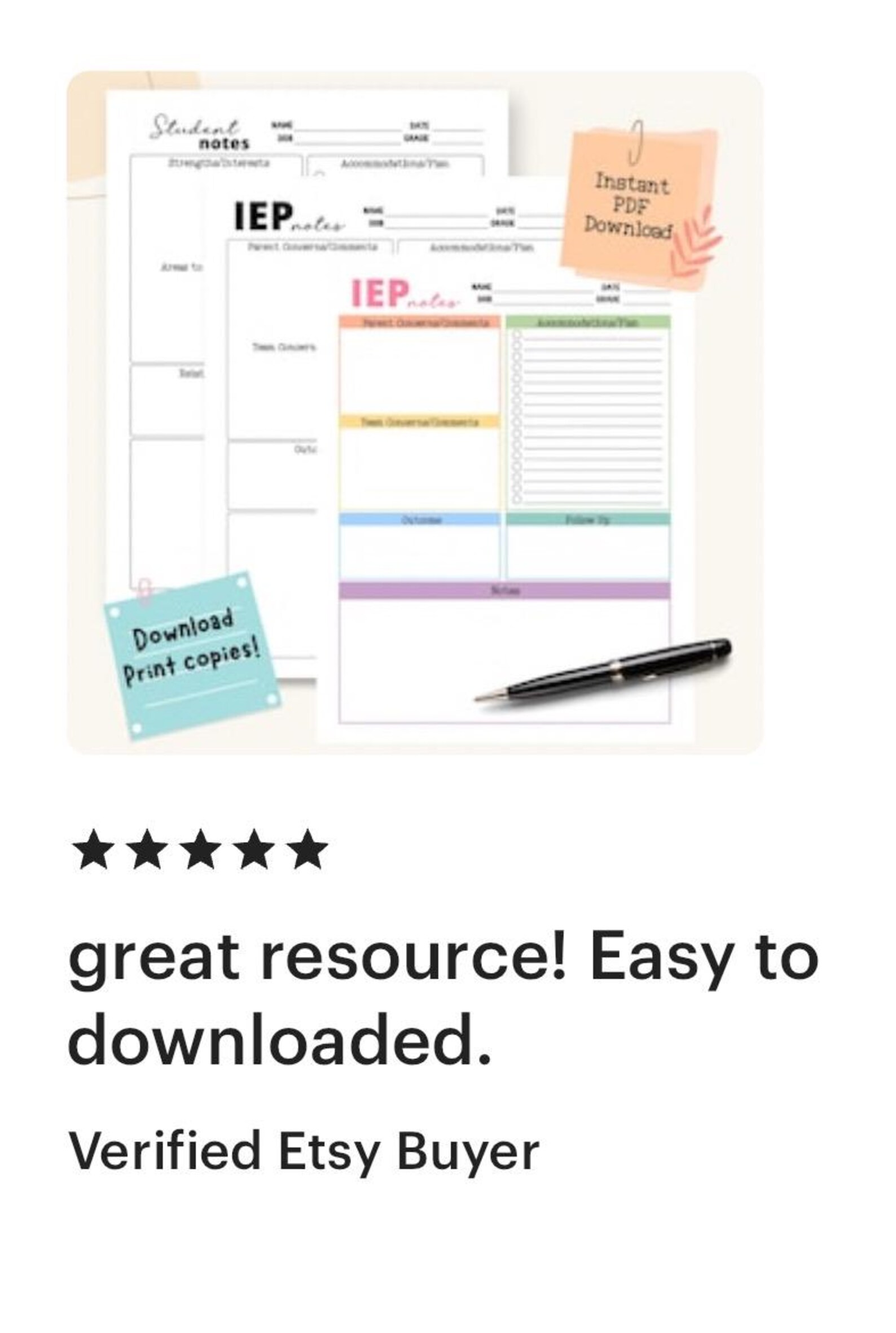 IEP Meeting Notes Digital Download IEP Teacher Template Special ...