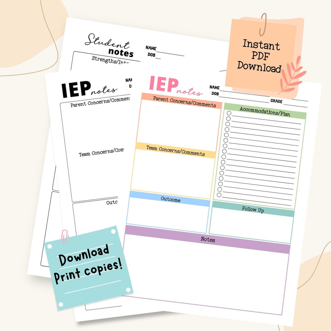 IEP Meeting Notes Digital Download IEP Teacher Template Special ...