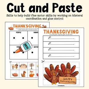 Thanksgiving Preschool Fine Motor Skills Worksheets Cut and Paste ...