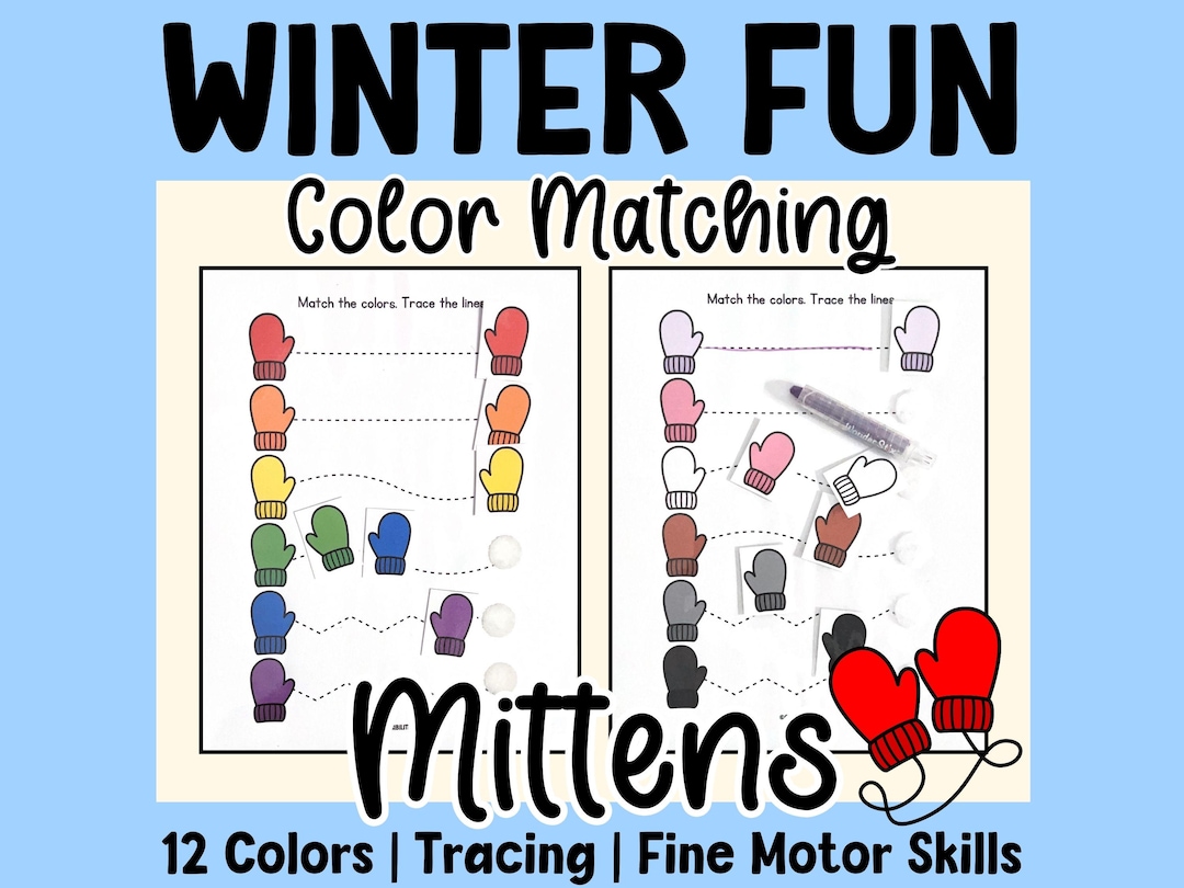 Winter Busy Book Page Color Matching Winter Mittens Preschool ...
