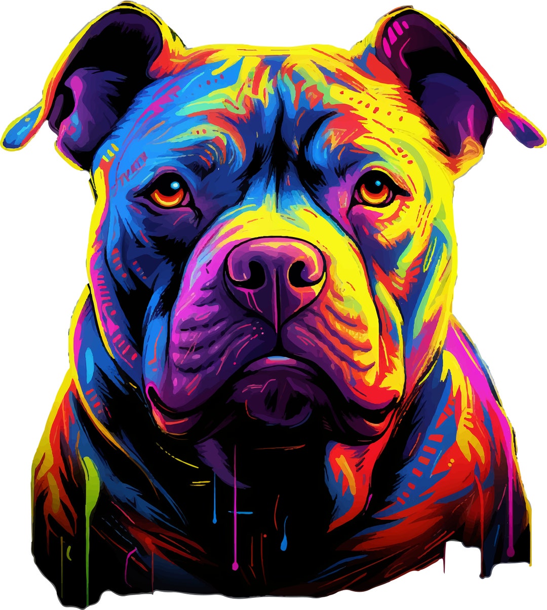 Electric Neon American Bully PNG Vibrant Digital Art High-res Download ...
