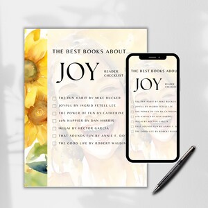 Books About Joy Checklist Printable / Digital Product / Reading List ...