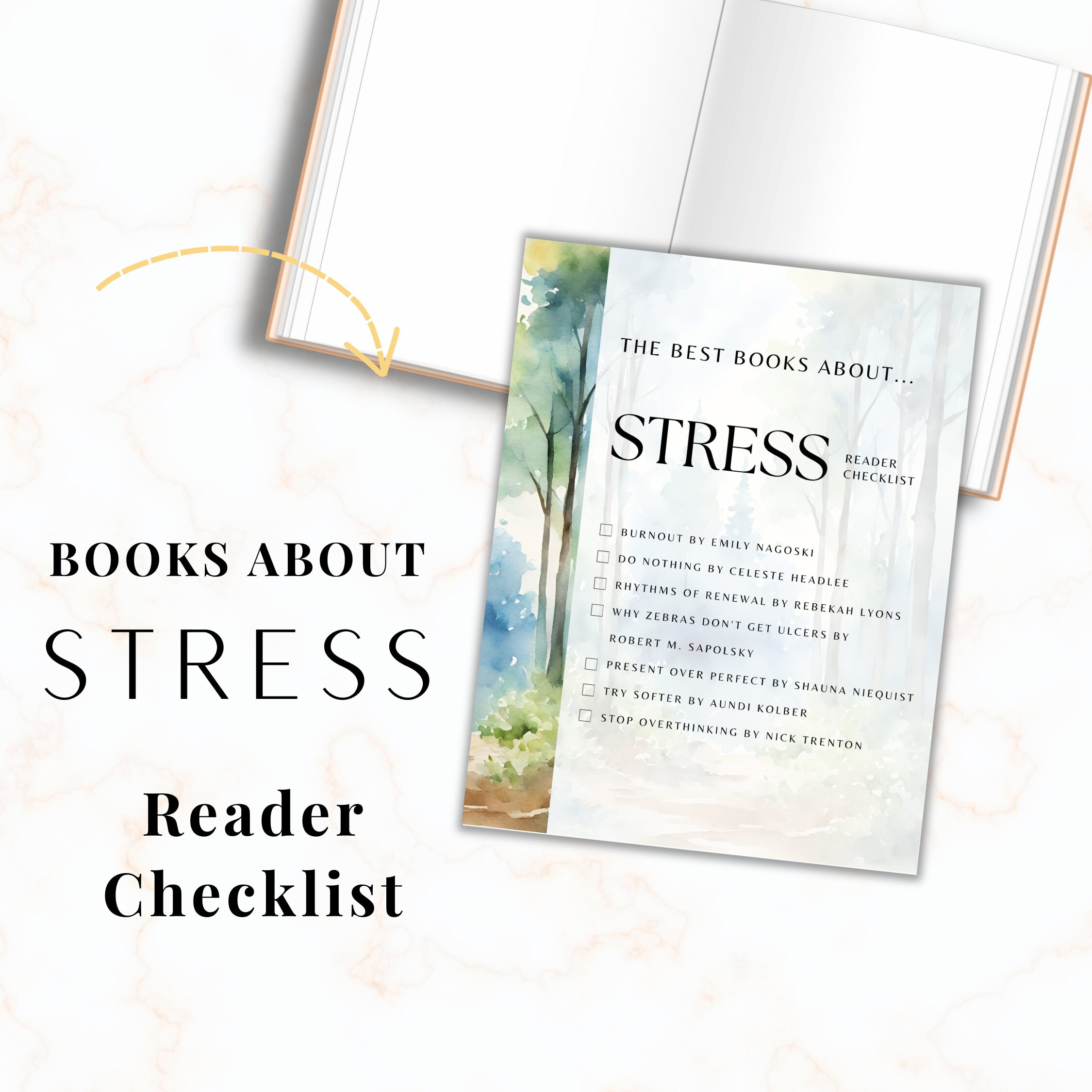 Books About Stress Checklist Printable / Digital Product / Reading List ...