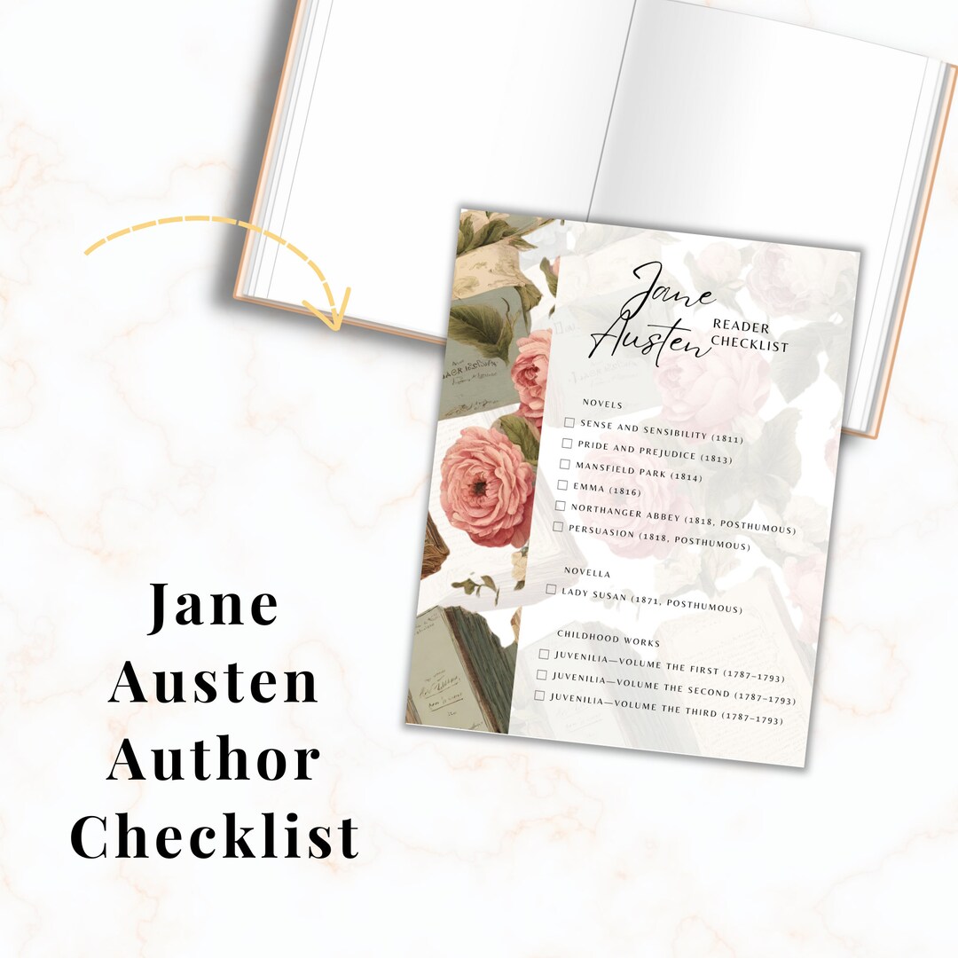 Jane Austen Author Checklist/ Printable / Reader Checklist / Women ...