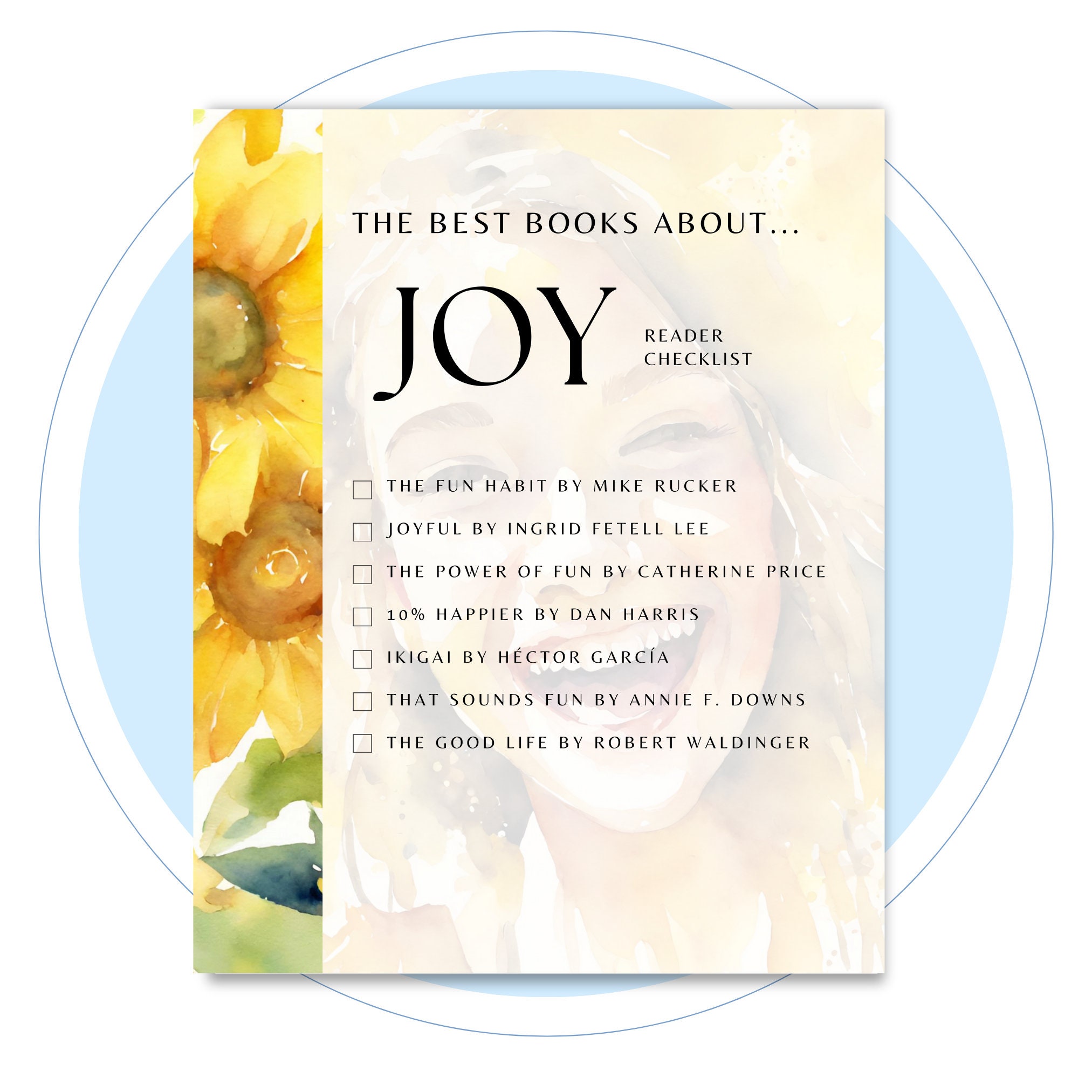 Books About Joy Checklist Printable / Digital Product / Reading List ...