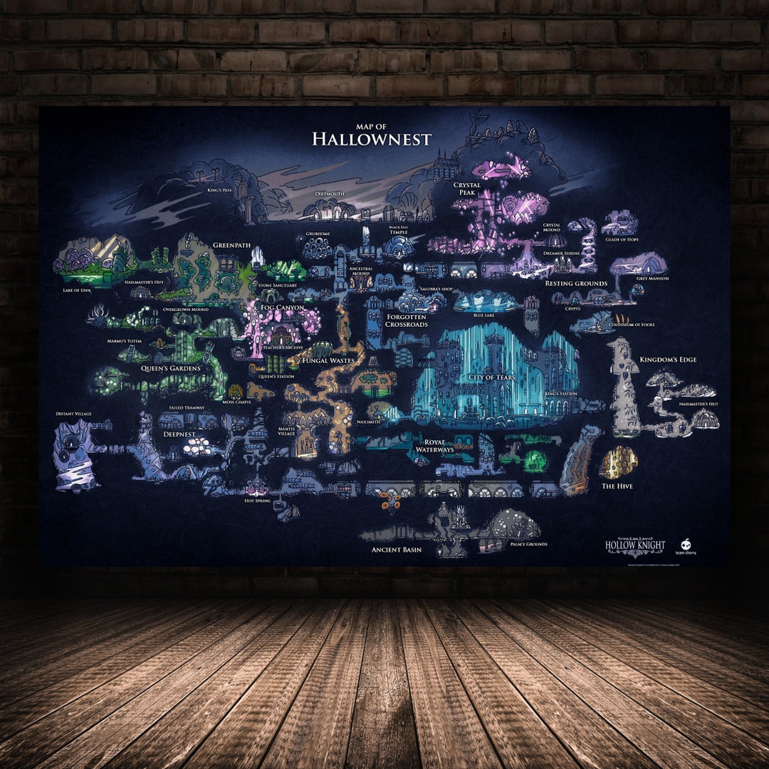 Hollow Knight Map Canvas Print Hollownest Wall Art for - Etsy