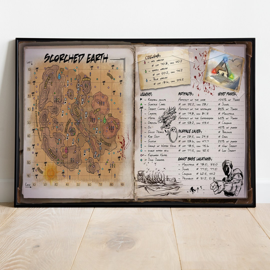 Ark Survival Map Poster, Game Print, Wall Art, Gift for Gamers - Etsy