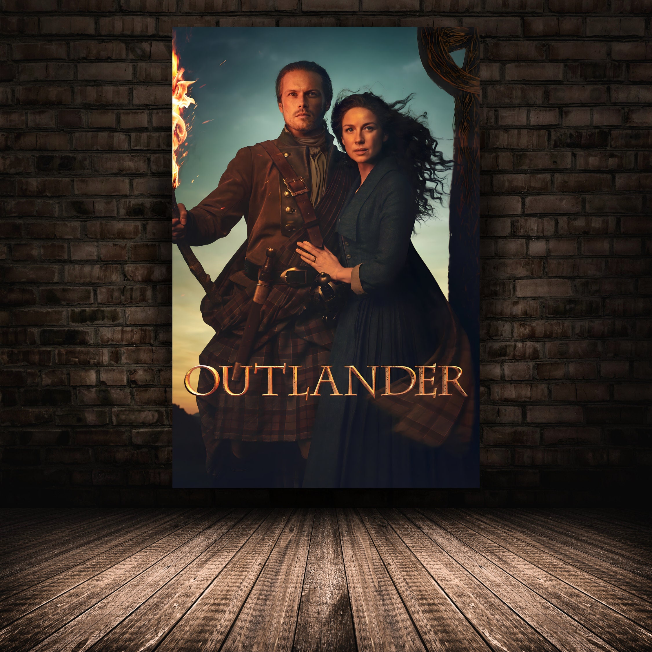 Outlander Poster, Caitriona Balfe Wall Art, Sam Heughan Rolled Canvas ...
