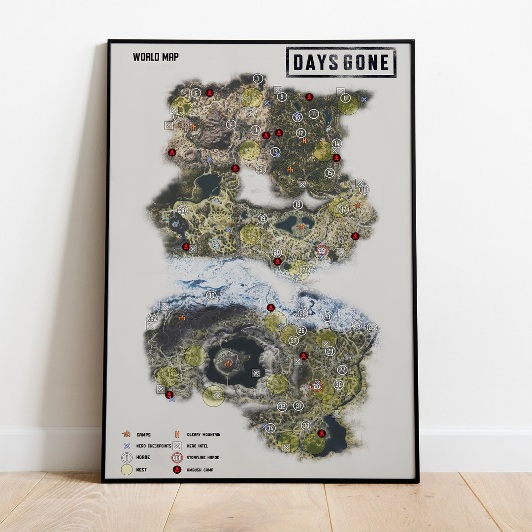 Days Gone Map Poster, Game Print, Wall Art, Gift for Gamers - Etsy