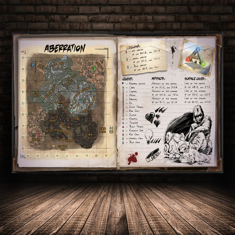 ARK Survival Evolved Map Poster, Dossiers Wall Art, Rolled Canvas Print ...