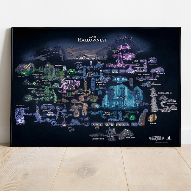 Hollow Knight Map Poster, Game Print, Wall Art, Gift for Gamers - Etsy ...