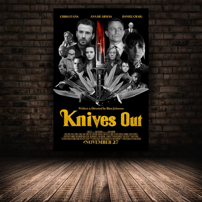 Knives Out Poster Daniel Craig Wall Art Rolled Canvas Print - Etsy