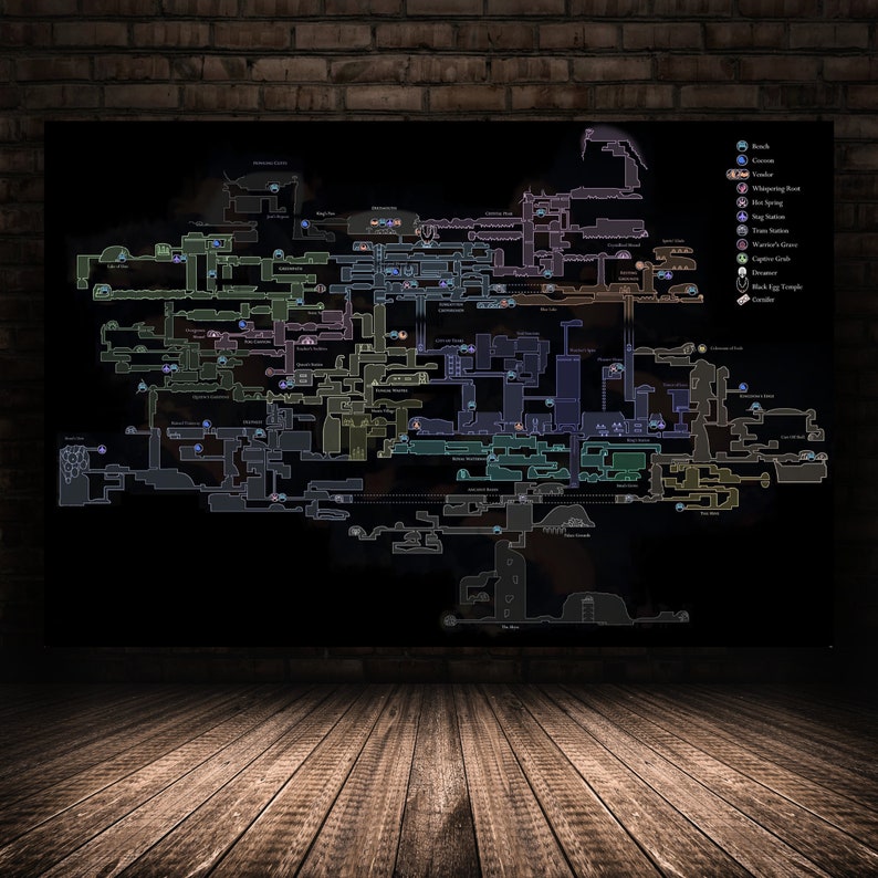 Hollow Knight Map Canvas Print Hollownest Wall Art for - Etsy