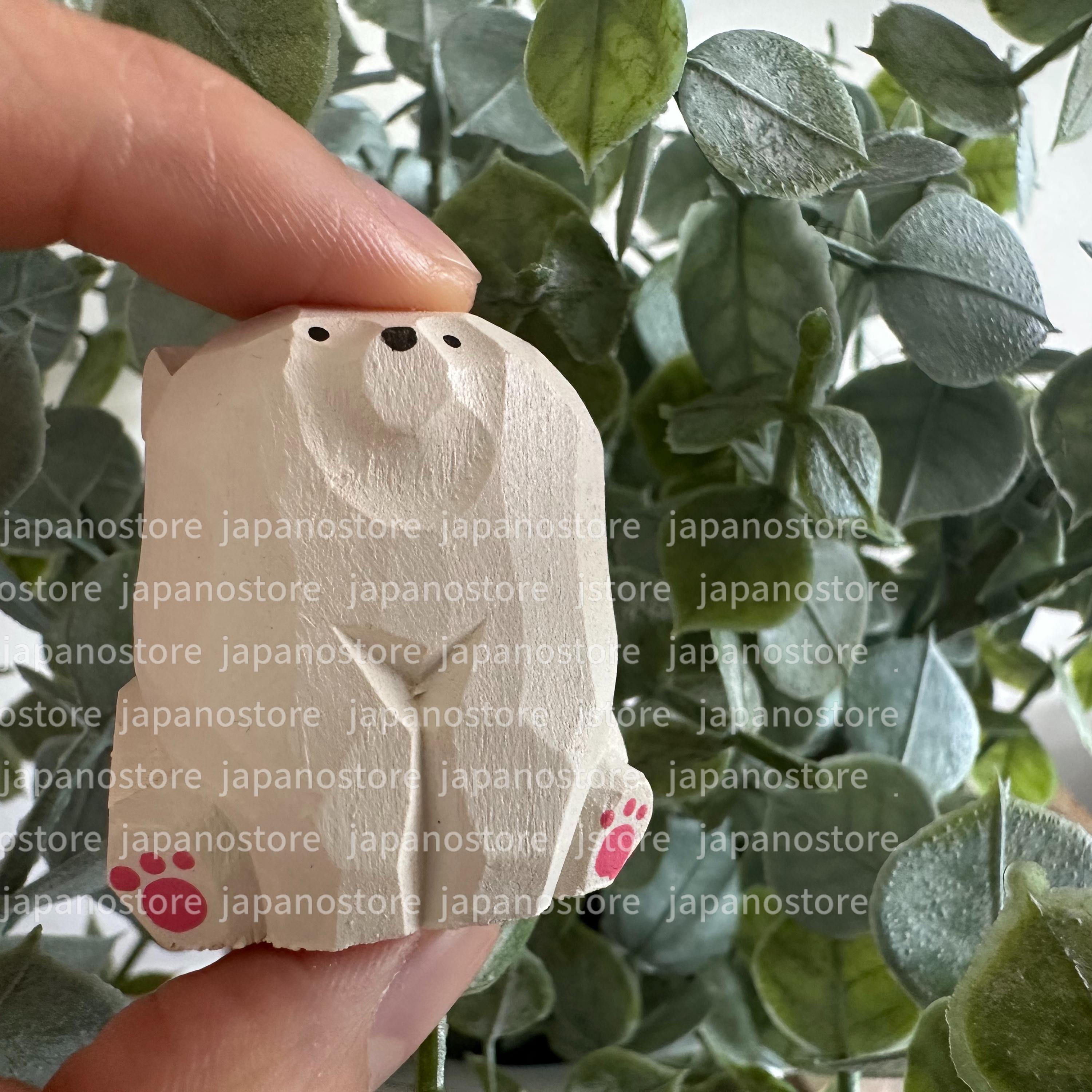 Cute Bear Figurine – Mini Bear Wooden Sculpture, Cute Bear Minature ...