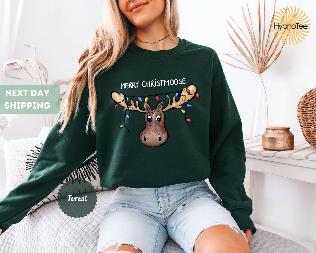 Merry Christmoose Sweatshirt: Funny Christmas Moose Lover Hoodie - Etsy