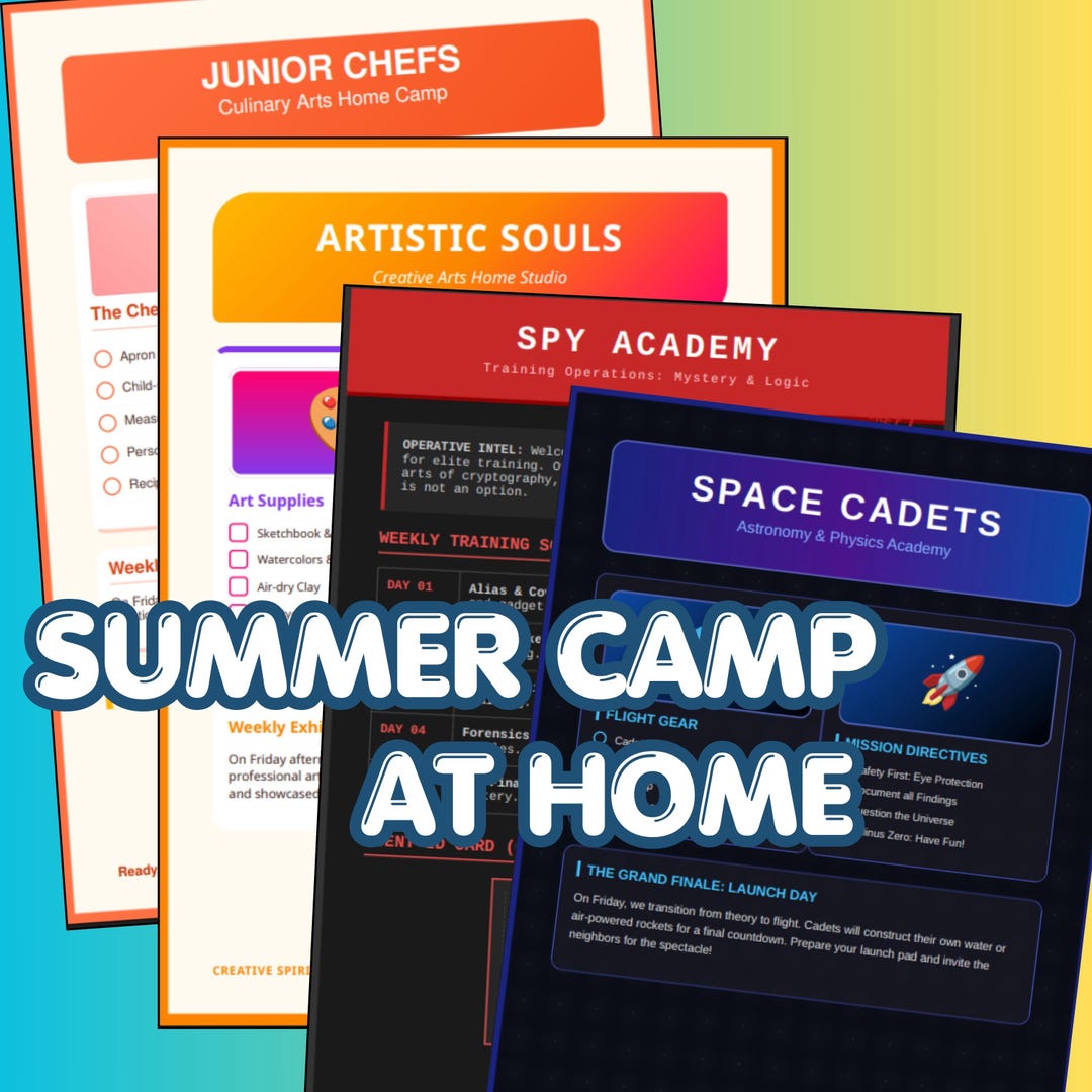 Printable Summer Planner for Kids: Boredom Busters, Outdoor Games, Home ...