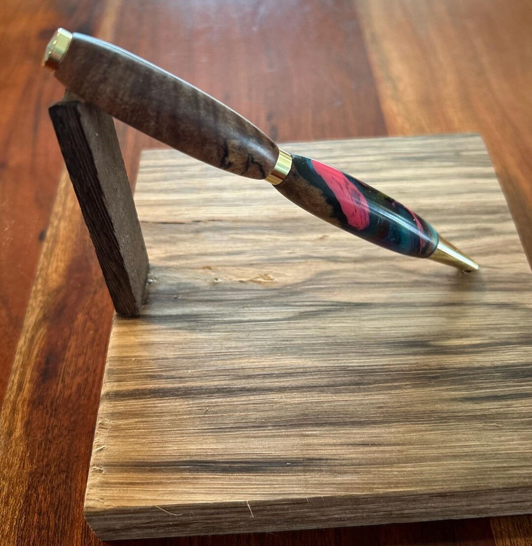Hybrid Gold Twist Pen, Maple Burl & Acrylic Swirls. - Etsy