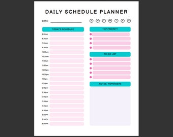 Daily Focus Planner Template Printable Daily BUNDLE Daily Schedule ...