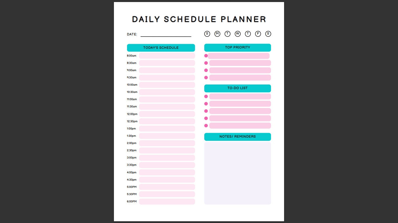 Daily Schedule Planner - Etsy