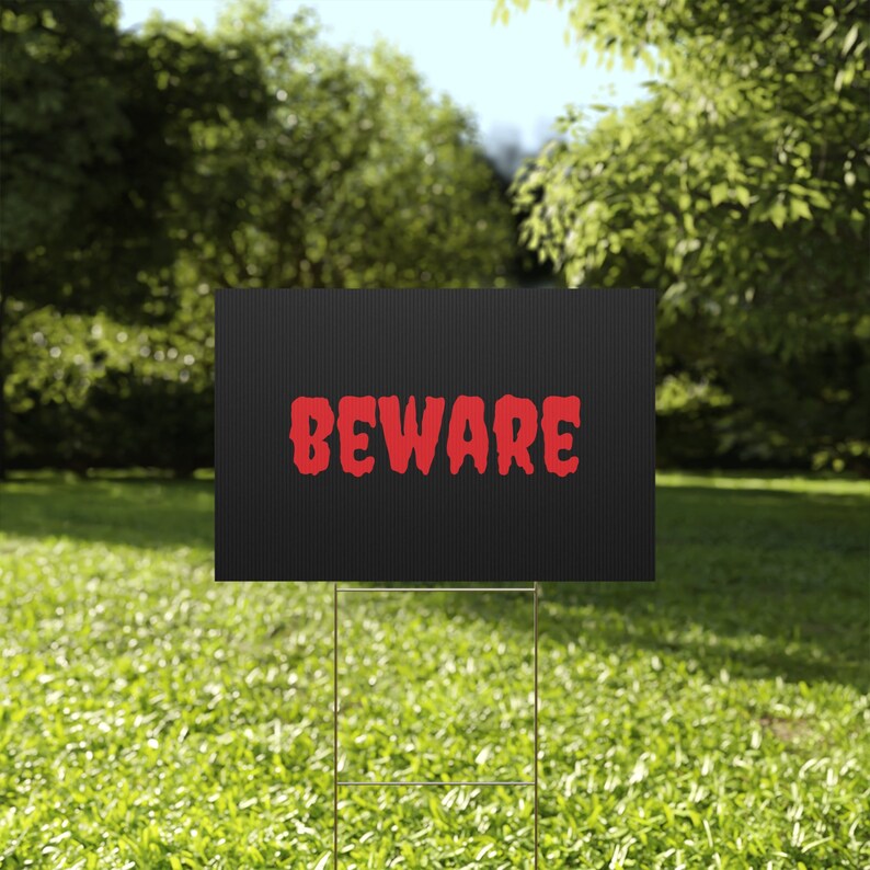 Beware Halloween Plastic Yard Sign - Etsy