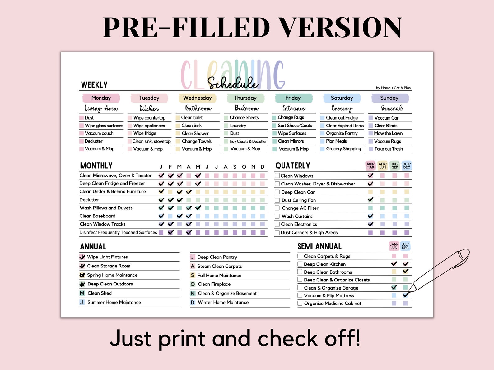Editable Cleaning Schedule Printable Yearly Cleaning Checklist Editable ...