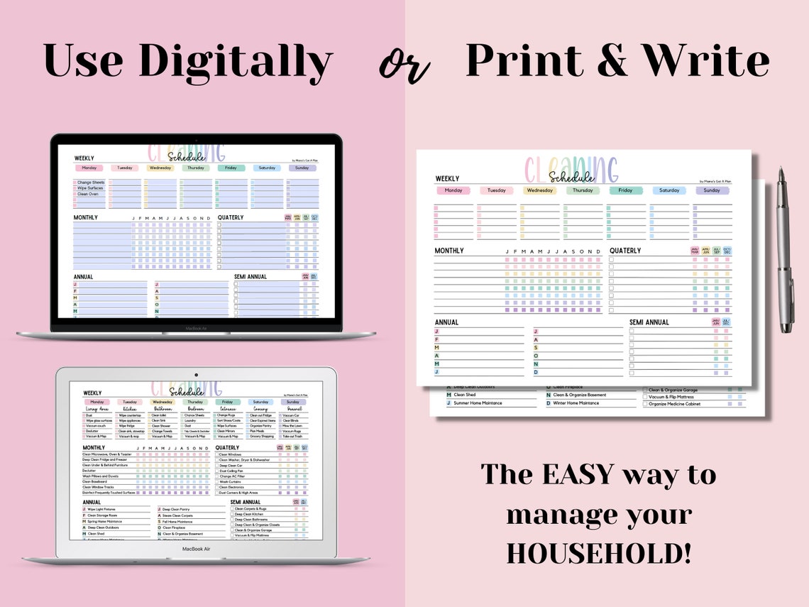 Editable Cleaning Schedule Printable Yearly Cleaning Checklist - Etsy