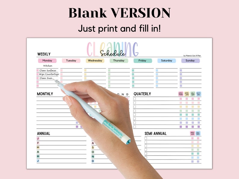 Editable Cleaning Schedule Printable Yearly Cleaning Checklist Editable ...